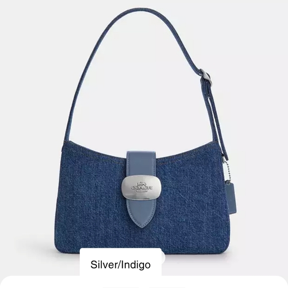 Coach | Bags | New Coach Eliza Indigo Shoulder Bag In Silverindigo ...